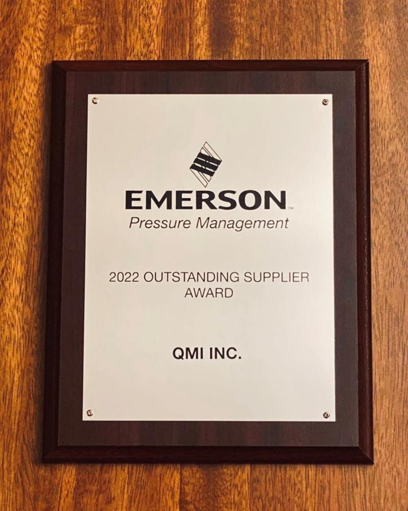 Emerson Awards QMI, Inc. the Outstanding Supplier of the Year Award!